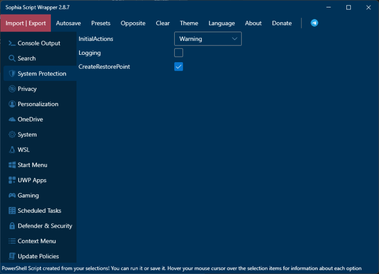 Sophia Script Wrapper for Sophia Script for Windows