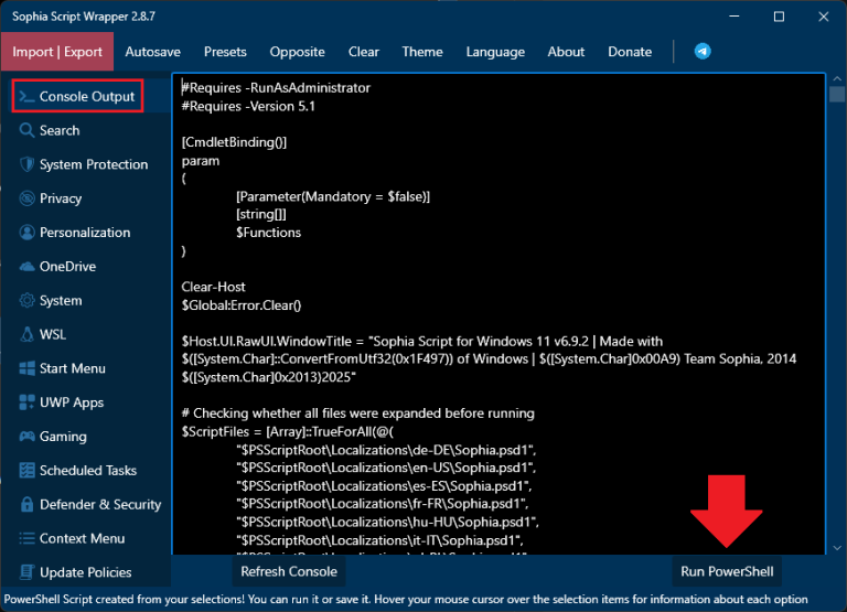 Sophia Script Wrapper for Sophia Script for Windows