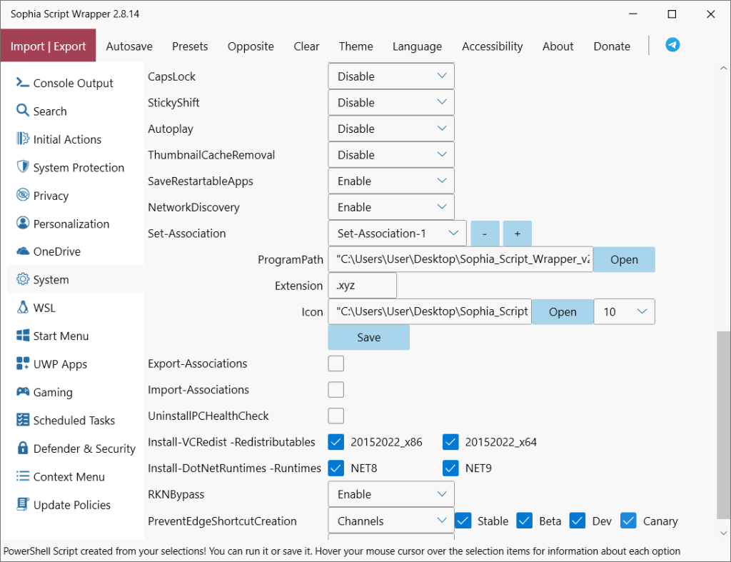 Sophia Script Wrapper for Sophia Script for Windows